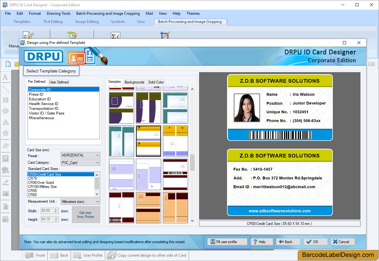 ID Cards Maker (Corporate Edition) creates ID cards for students ...