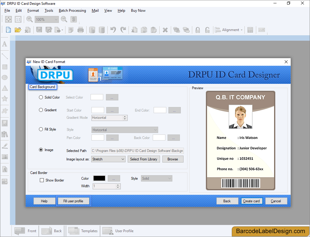 Screenshots of ID Card Maker Software to know how to make identity cards
