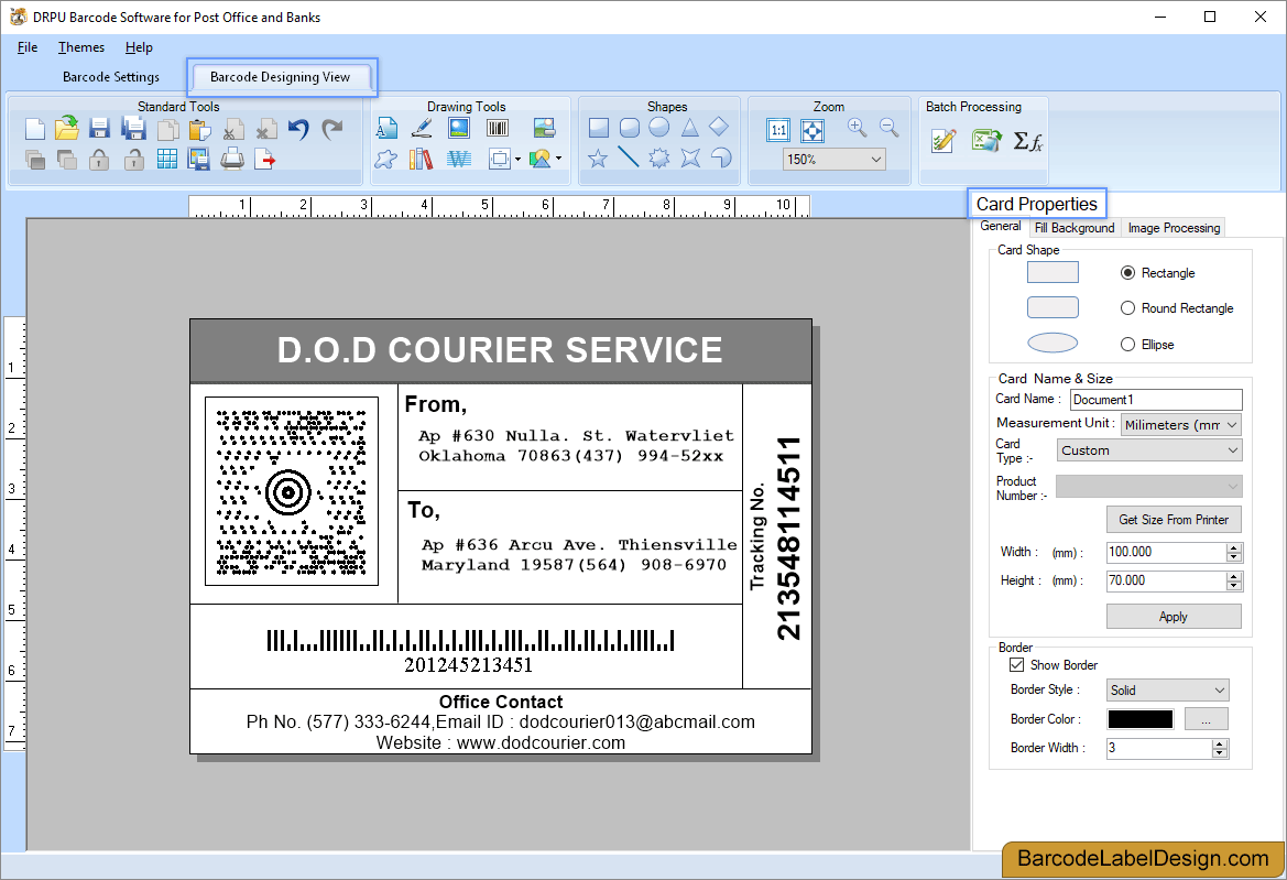 Barcode Label Design Software for Post Office to make postal barcode labels