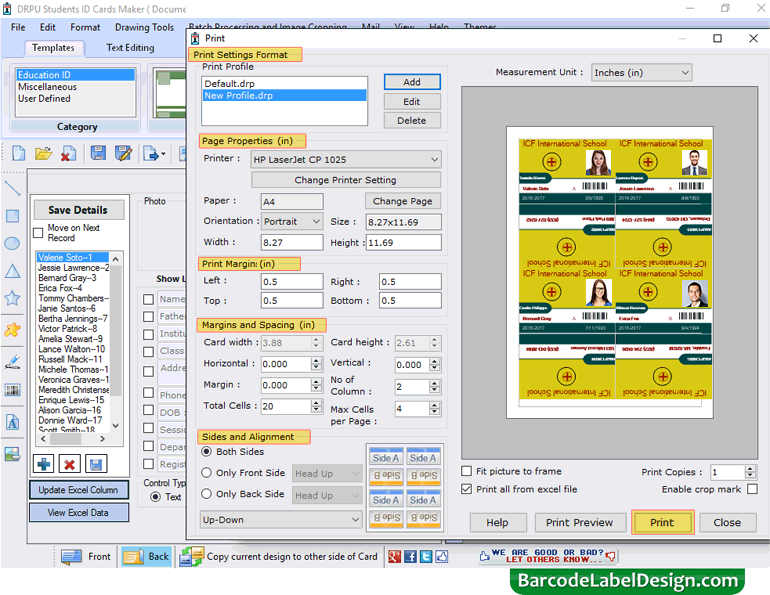 Screenshots of Student ID Cards Maker Software to know how to create ...
