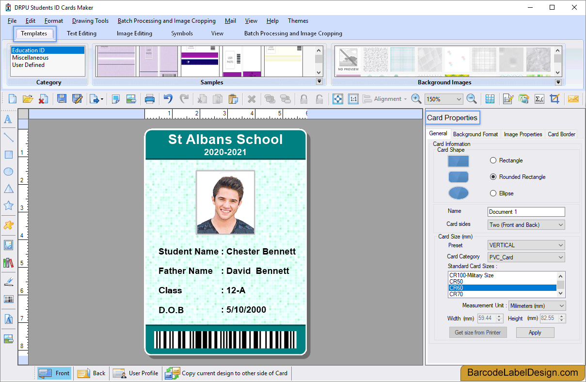 Screenshots Of Student ID Cards Maker Software To Know How To Create