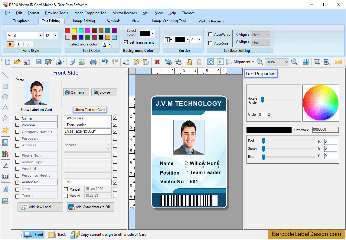 Screenshots of Visitors Gate Pass ID Cards Maker Software to create ...